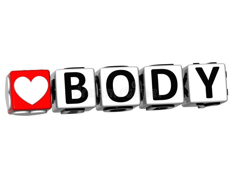 3D Love Body Button Click Here Block Text Stock Illustration ...