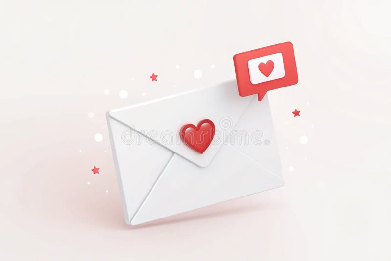 3D Love Message Envelope with Heart Icon Stock Illustration ...