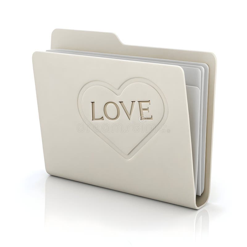 3D Love Message Folder Concept Icon Illustrator Stock Illustration ...