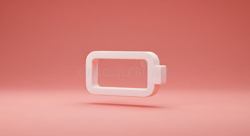 3D Low Battery Icon – Minimalist Empty Battery Symbol on Pink ...