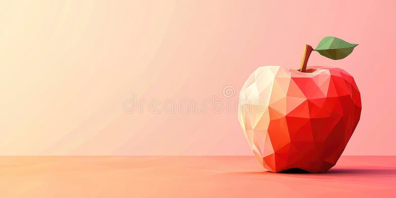 3D Low-Poly Apple Character in a Vector Illustration Style for Digital ...