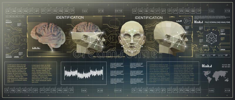 3D Low Poly Brain Scanning, HUD Medical Virtual Graphic Touch User ...
