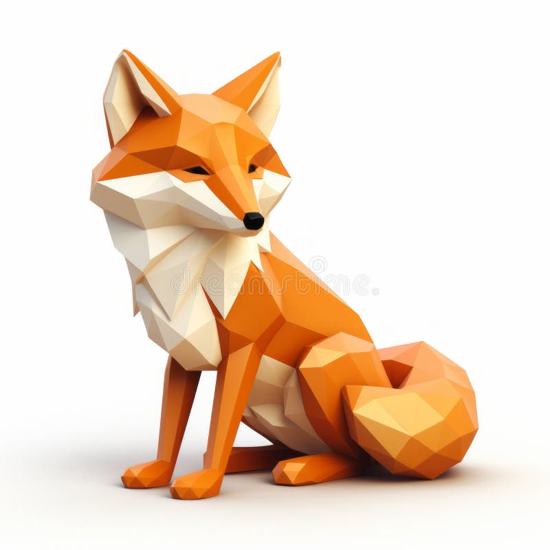 Polygonal Fox: a Stylized 3d Figure on White Background Stock ...