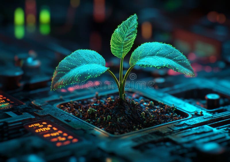 3D Low Poly Green Plant HUD UI Display. Future Polygonal Triangle Point ...