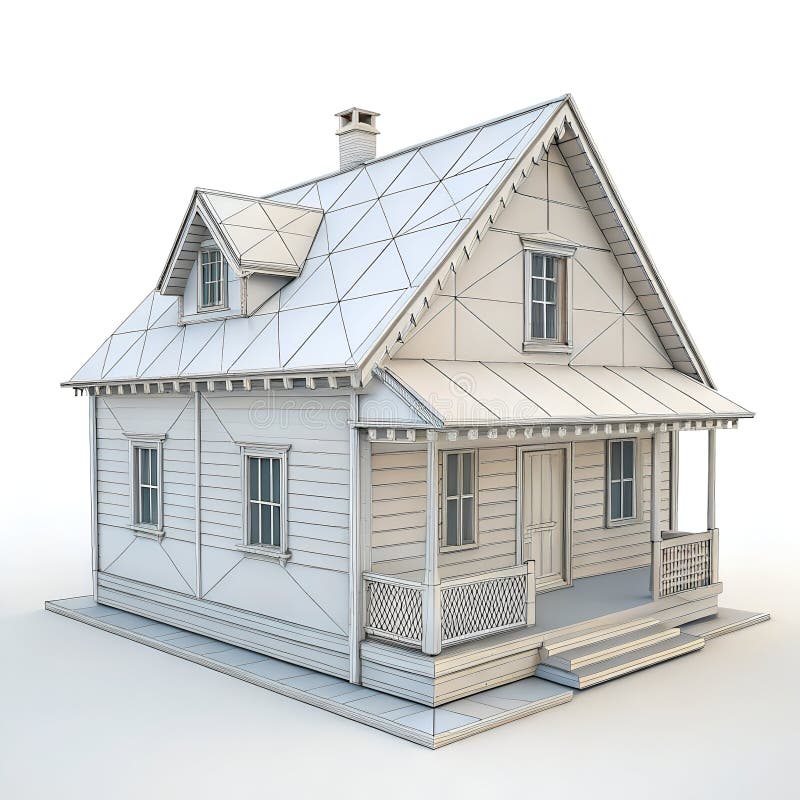 3D Low Poly House Isolated on White Background Stock Illustration ...