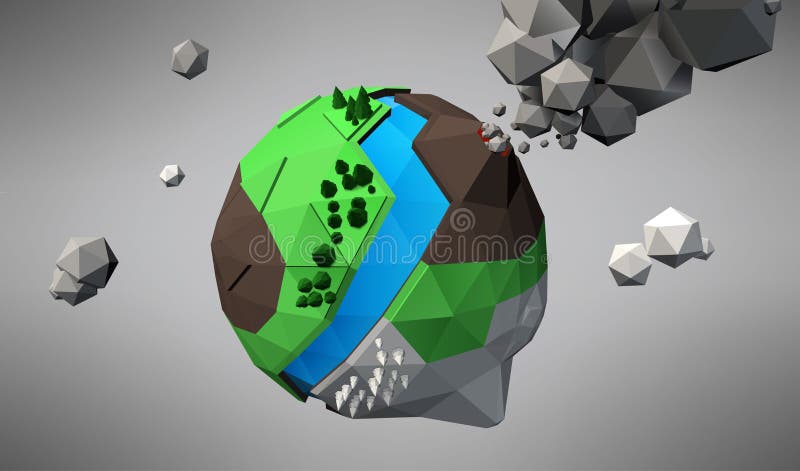 3D Low Poly Planet, Vector Illustration. Stock Vector - Illustration of ...