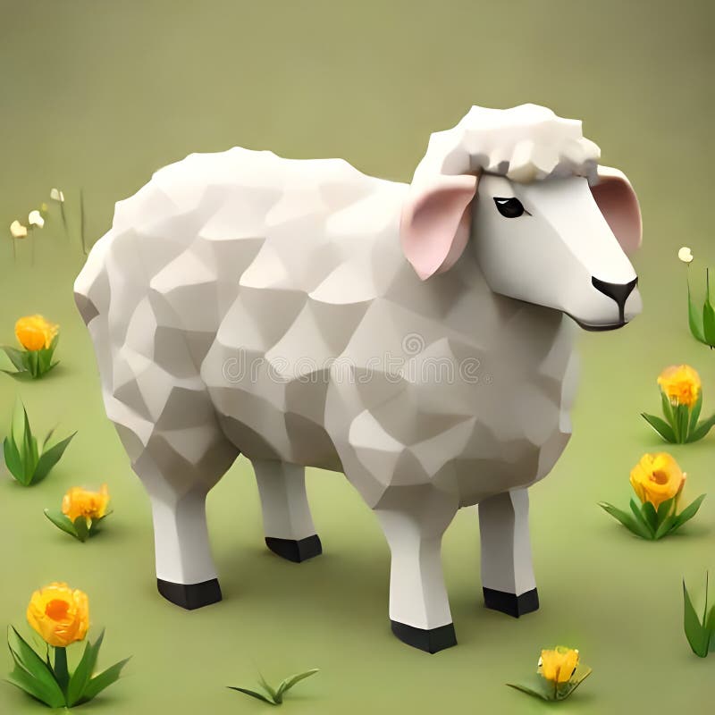 3d Low Poly Sheep. Generative AI Stock Illustration - Illustration of ...
