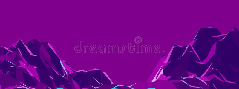 3D Low Poly Stone Mountain. Purple Rock Terrain Stock Illustration ...