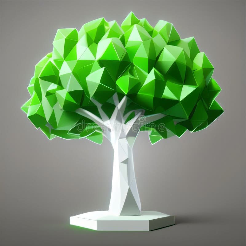 3D Low Poly Tree on a Plain Background Stock Illustration ...