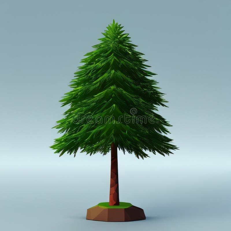 3D Low Poly Tree on a Plain Background Stock Illustration ...