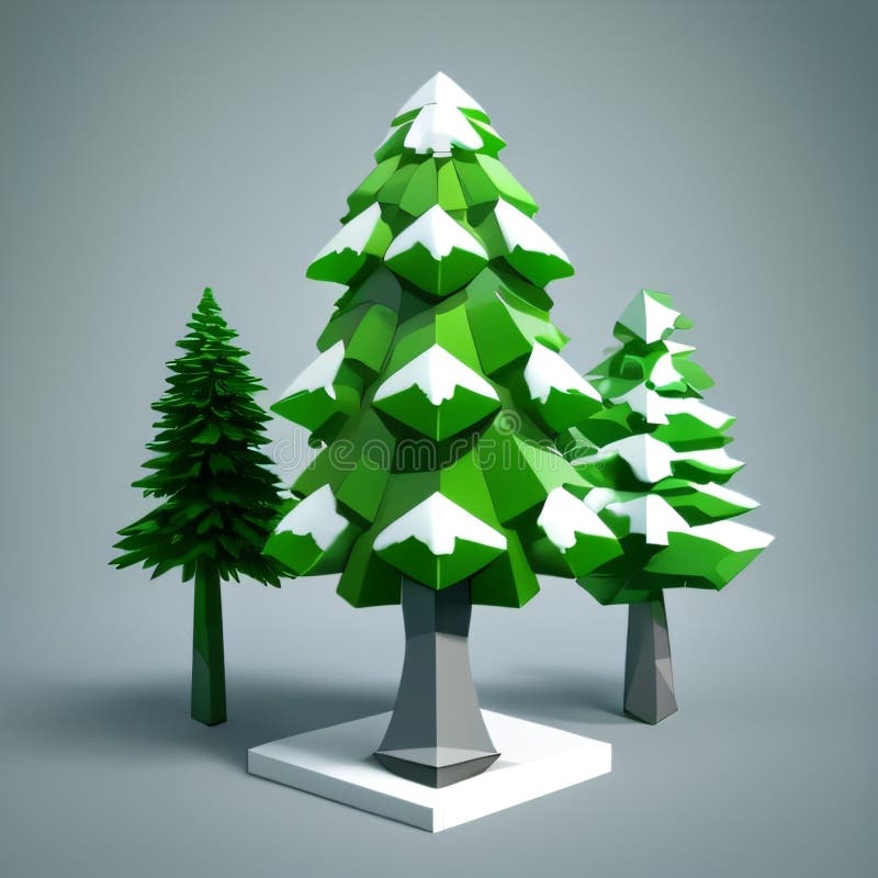 3D Low Poly Tree on a Plain Background Stock Illustration ...