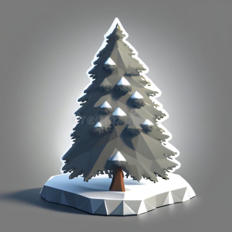3D Low Poly Tree on a Plain Background Stock Illustration ...
