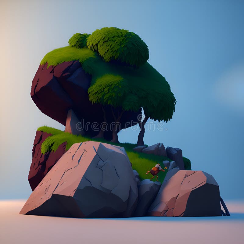 3d Low Poly Tropical Island Stock Illustration - Illustration of poly ...
