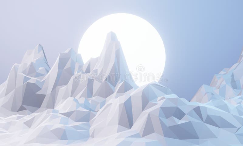 3D Low Polygon Ice Mountain Stock Illustration - Illustration of poly ...