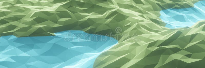3D Low Polygon Lake. Abstract Topography Stock Illustration ...