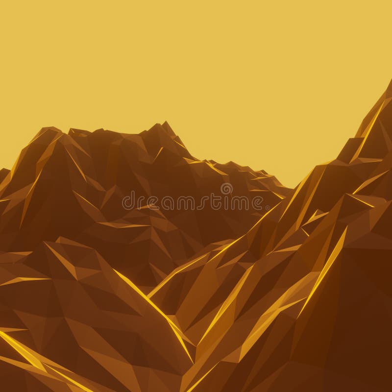 3D Low Polygon Stone Mountain. Rock Terrain Stock Illustration ...