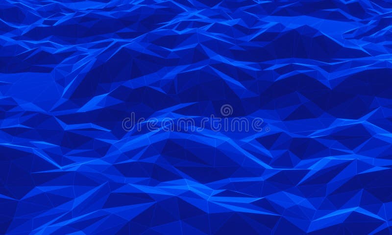 3D Low Polygon Topographic Mountain. Abstract Blue Terrain Stock ...