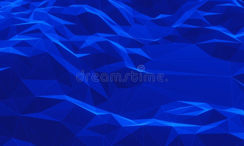3D Low Polygon Topographic Mountain. Abstract Blue Terrain Stock ...