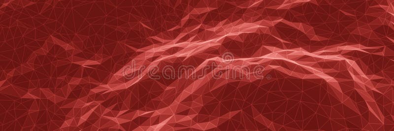 3D Low Polygon Topographic Mountain. Red Terrain Stock Illustration ...