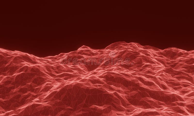 3D Low Polygon Topographic Mountain. Red Terrain Stock Illustration ...