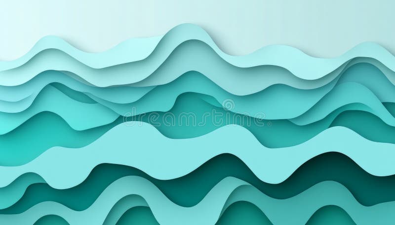 3D, Low Profile Style Waves in Seamless Mint Green and Aqua Gradient ...