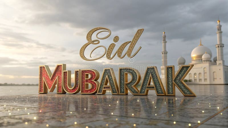 3D Luxury Eid Mubarak Text Effect Stock Illustration - Illustration of ...