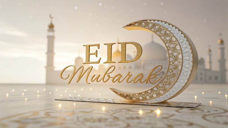 3D Luxury Eid Mubarak Text Effect Stock Illustration - Illustration of ...