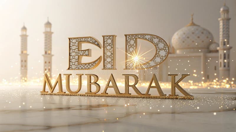 3D Luxury Eid Mubarak Text Effect Stock Illustration - Illustration of ...