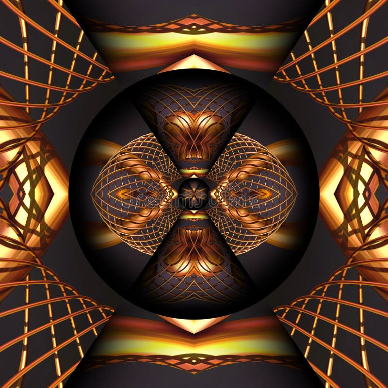 3D Luxury Gold Pattern Tile Stock Illustration - Illustration of gold ...