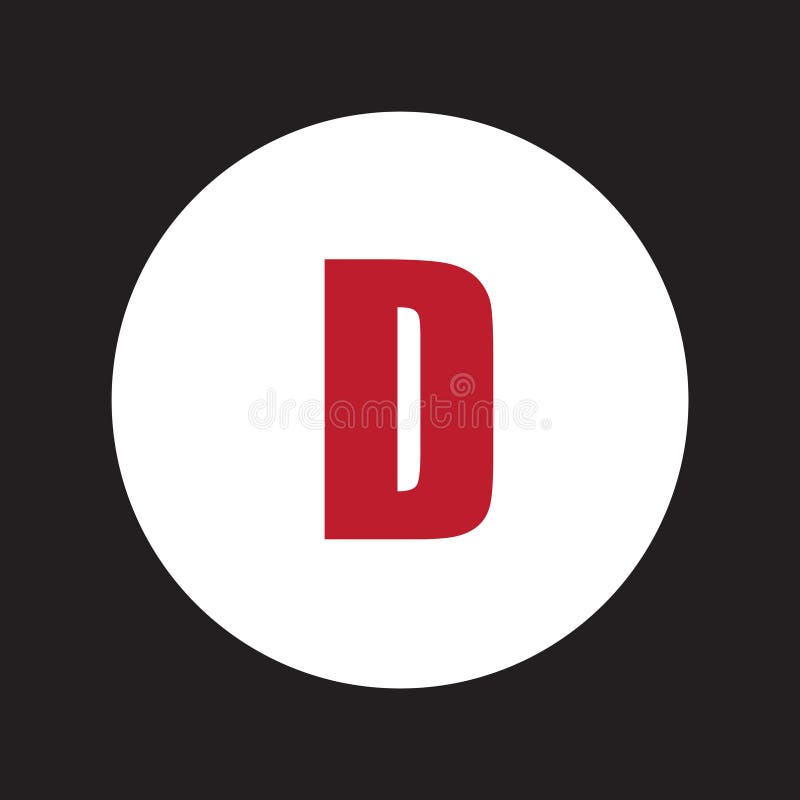 Letter D with Red Impact Font in White Circle Stock Vector ...
