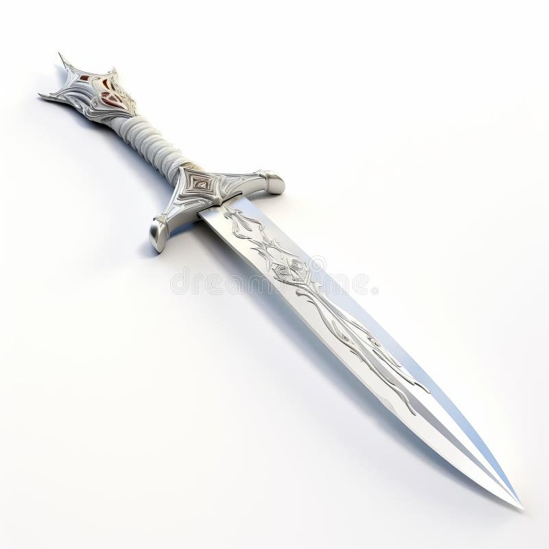 Minimalist 3d Dagger with Wavy Pattern on White Background Stock ...