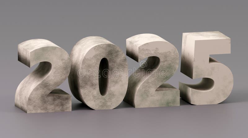 3d 2025 Made of Concrete on Grey Background, 3d Render, Sign Stock ...