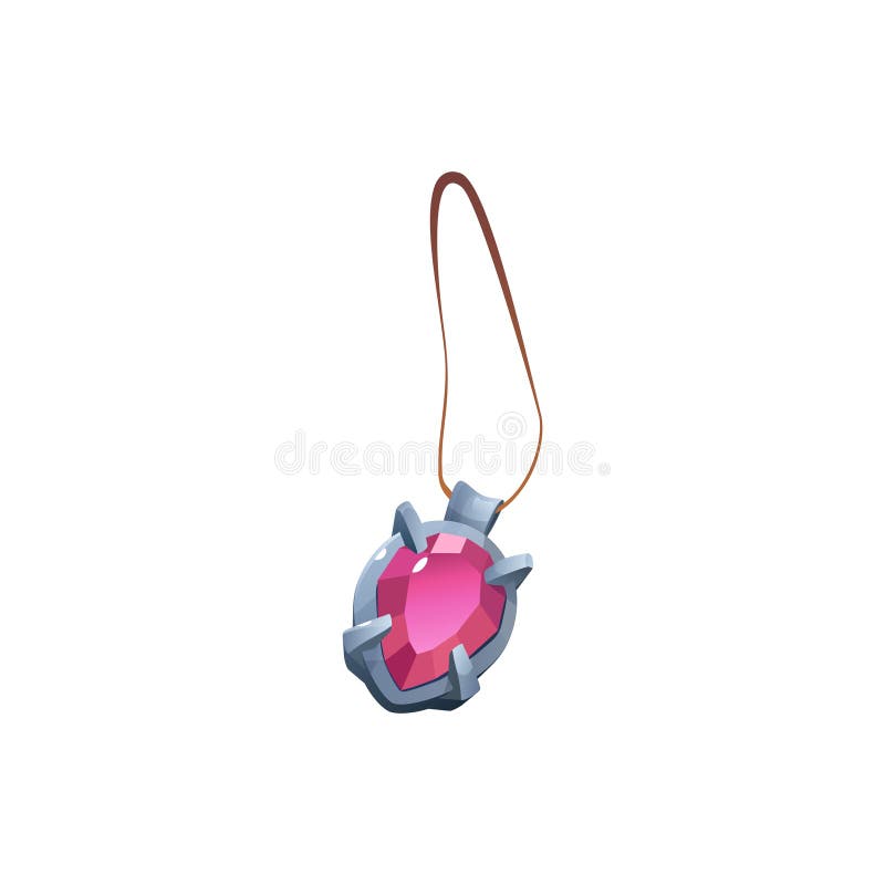 3D Magic Amulet with Red Gemstone, Game Design Element on Isolated ...