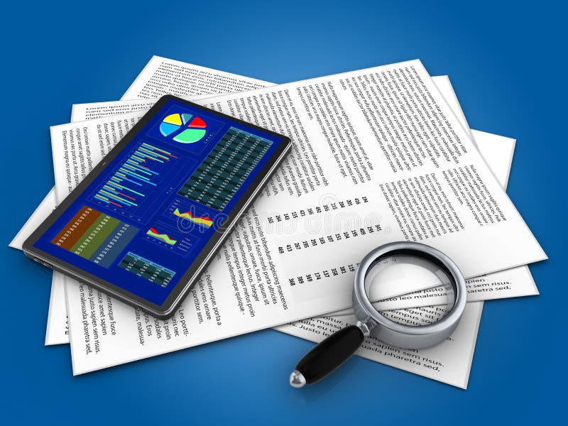 3d magnifican el vidrio stock de ilustración. Ilustración de texto ...