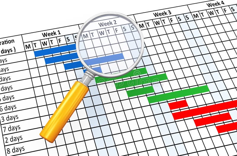 3d Man and Project Gantt Chart Stock Illustration - Illustration of ...