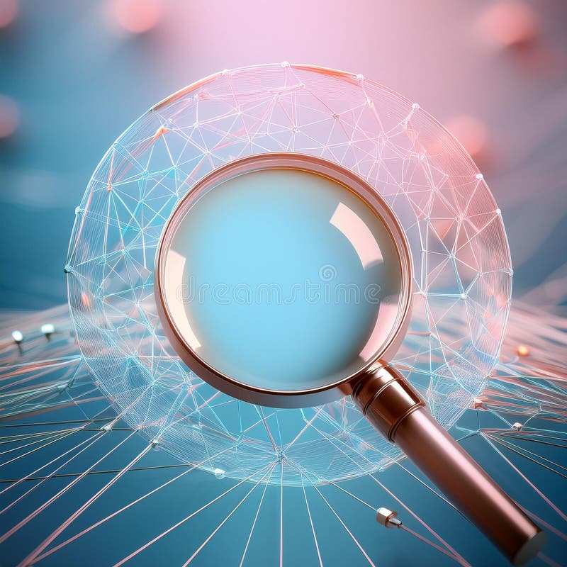 A 3D Magnifying Glass Hovering Over a Digital Network, Revealing Hidden ...