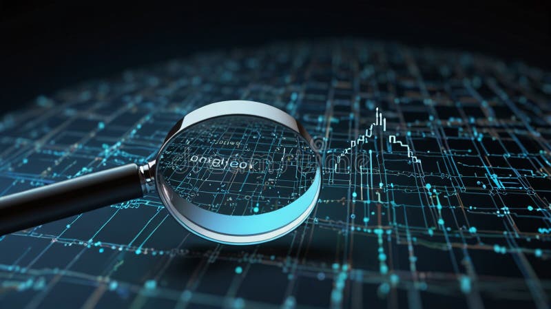 A 3D Magnifying Glass Hovering Over a Digital Network, Revealing Hidden ...