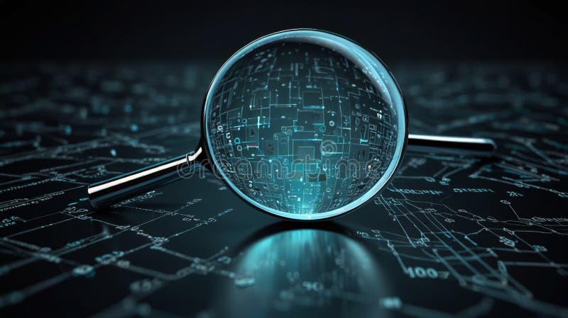 A 3D Magnifying Glass Hovering Over a Digital Network, Revealing Hidden ...