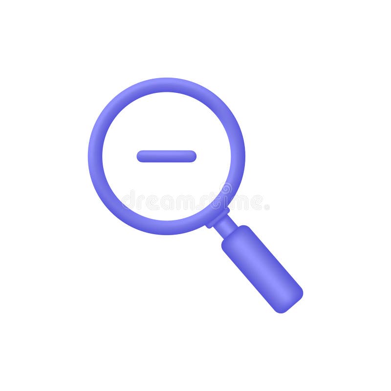 3D Magnifying Glass Icon with Minus Sign Stock Vector - Illustration of ...