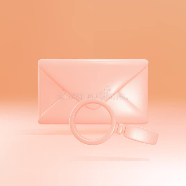 3d Mail Envelope Icon with Magnifying Glass. Email Notification. Vector ...