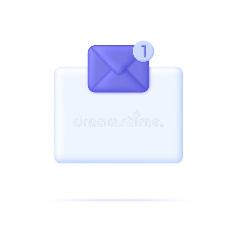 3D Mail Envelope Icon with Notification New Message on Speech Bubble ...