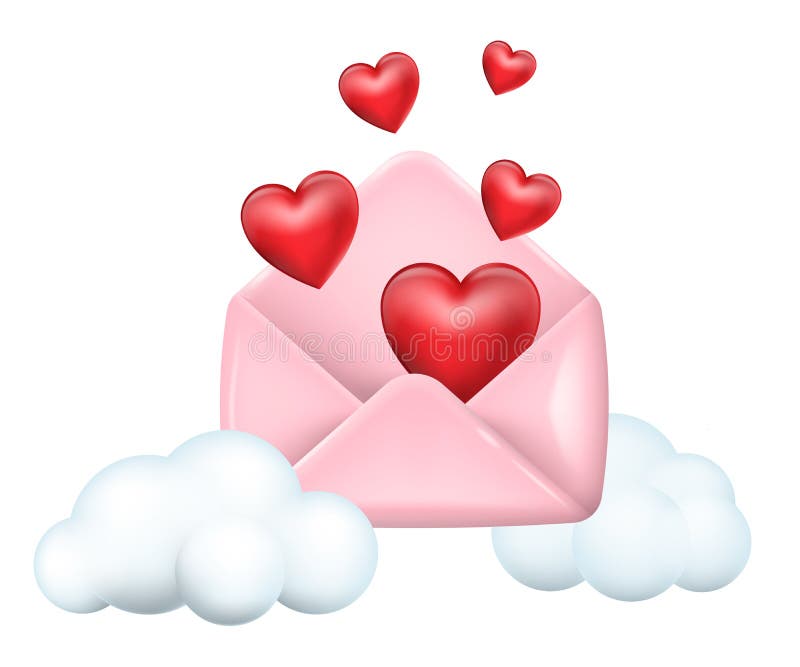 3d Mail Envelope Icon with Red Heart. Message in Love Concept Stock ...