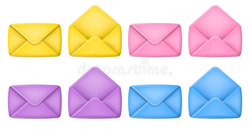 3d Mail Envelope Icon Set. Vector Illustration Stock Vector ...