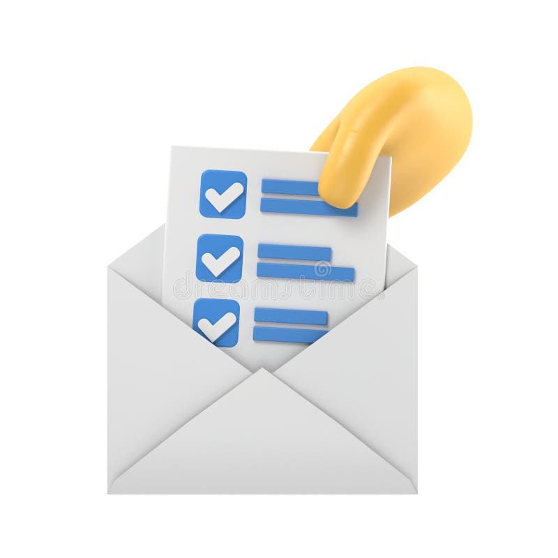 3d Mail Envelope Icon with Task Management Todo Check List in Hand ...