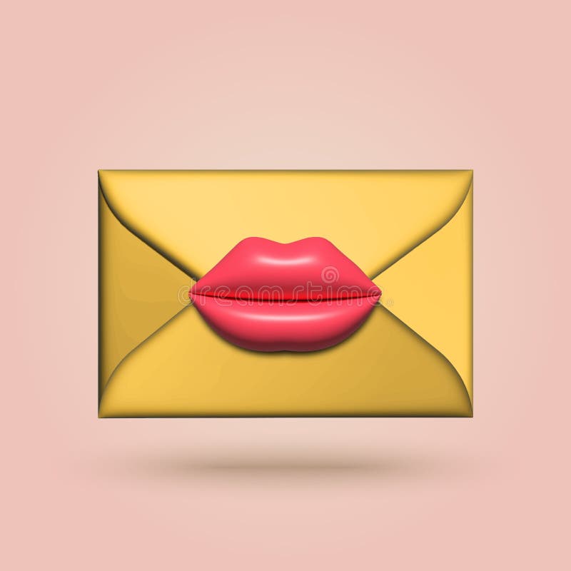 3d Mail Envelope Letter with Woman Lips. Vector Stock Vector ...