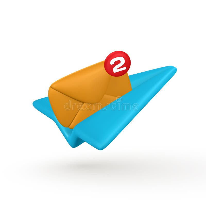 3d Mail Envelope in Realistic 3d Paper Plane. Social Media Concept ...