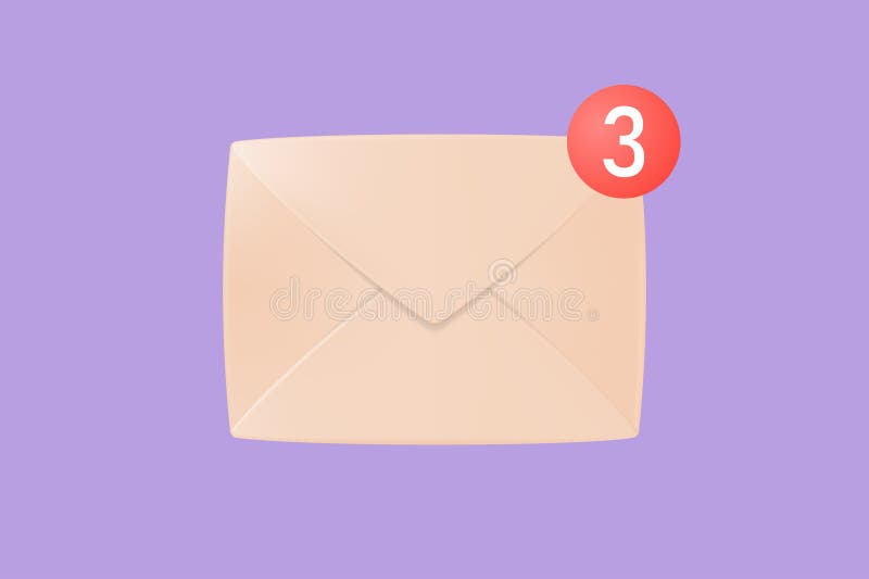 3d Mail Envelope with Red Marker Three Message. Mail Notification ...