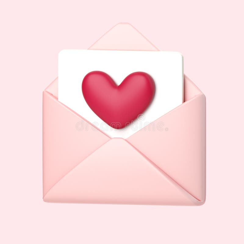 3d mail with heart icon. stock illustration. Illustration of business ...