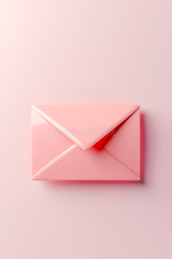 3D Mail Icon on Light Pink Background Stock Illustration - Illustration ...