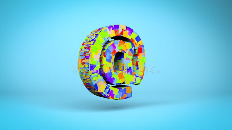 3d Mail Icon Sing. Multicolored Email Sign on a Blank Blue Background ...
